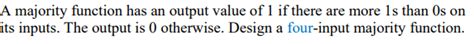 Solved A Majority Function Has An Output Value Of 1 If There