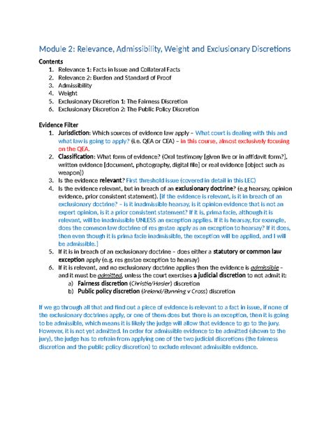 Module 2 Understanding Relevance Admissibility And Exclusionary
