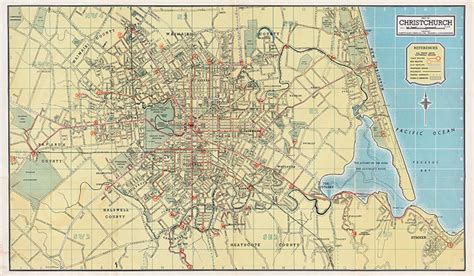 Vintage Map Of Christchurch Old Map Of Christchurch New Etsy