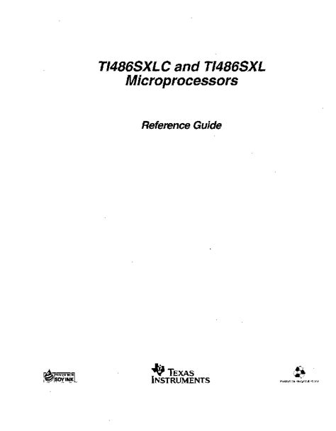Texas Instruments Ti486sxlc And Ti486sxl Microprocessors Reference Guide 1994 Service Manual
