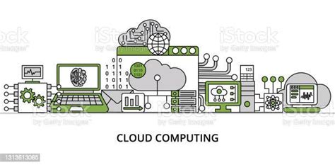 인포그래픽 녹지 클라우드 컴퓨팅 컨셉 현대 플랫 씬 라인 벡터 일러스트 0명에 대한 스톡 벡터 아트 및 기타 이미지 0명 Cpu 감시 Istock