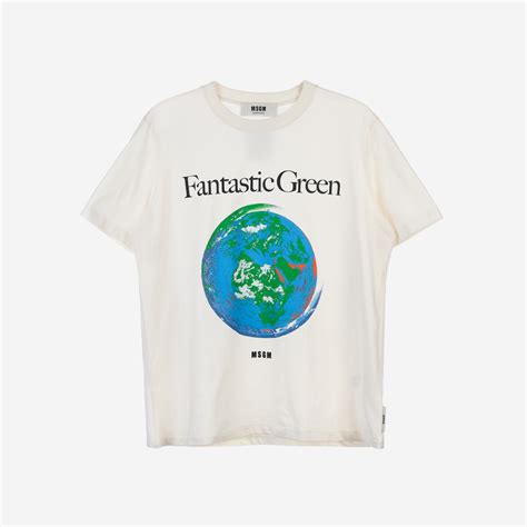 W 엠에스지엠 솔리드 컬러 판타스틱 그린 티셔츠 화이트 Msgm Kream