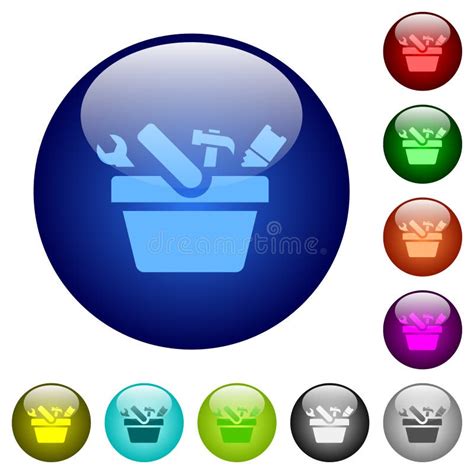 Toolbox Color Glass Buttons Stock Vector Illustration Of Settings Element 246163442