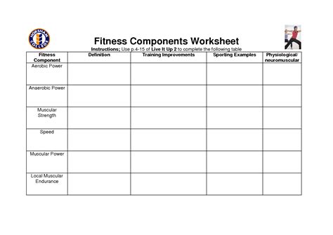 5 Components Of Fitness Worksheet