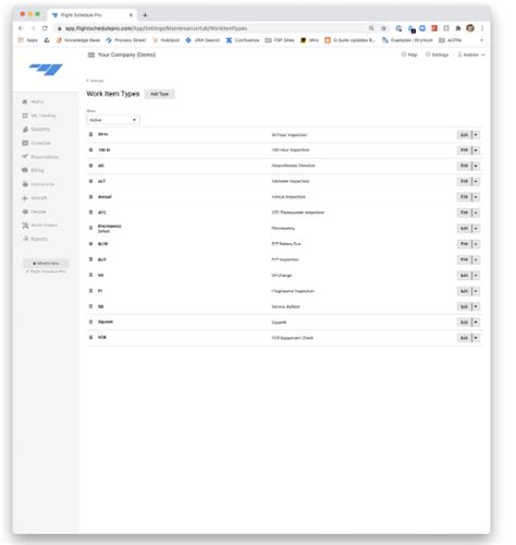 Work Item Types Flight Schedule Pro