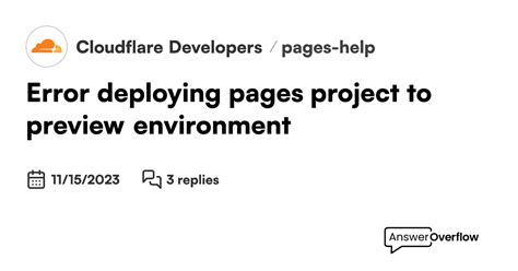 Error Deploying Pages Project To Preview Environment Cloudflare Developers