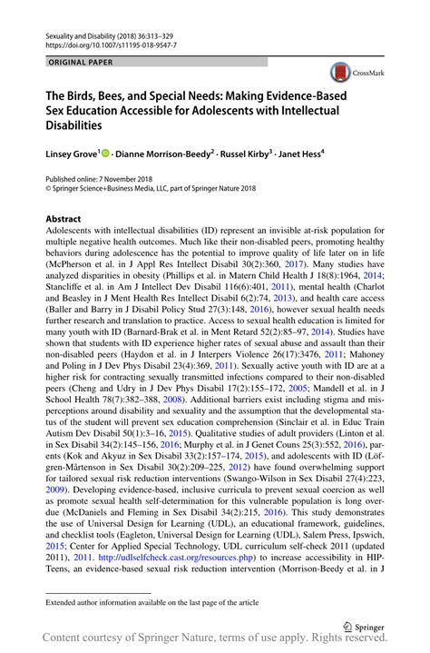 The Birds Bees And Special Needs Making Evidence Based Sex Education