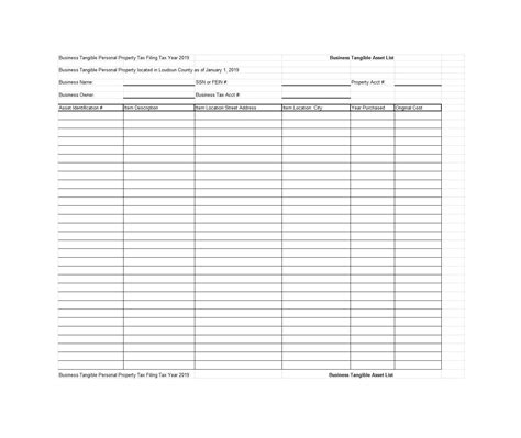 48 Useful Asset List Templates Personal Business Etc Templatelab