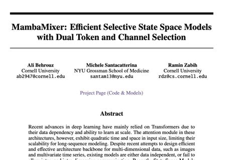 Mambamixer Efficient Selective State Space Models With Dual Token And… Ahsen Khaliq