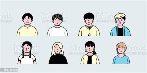 개요 아바타 프로필 세트 사무원 손으로 그린 아이콘 스타일 플랫 라인 벡터 경영자에 대한 스톡 벡터 아트 및 기타 이미지