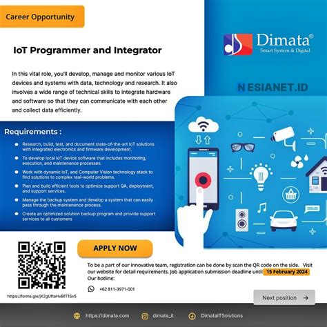 Lowongan Iot Programmer And Integrator Di Dimata Smart System And Digital