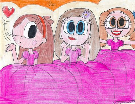 Mabel Sanny And Megan In Pink Magenta Dresses By Toonguy971st On
