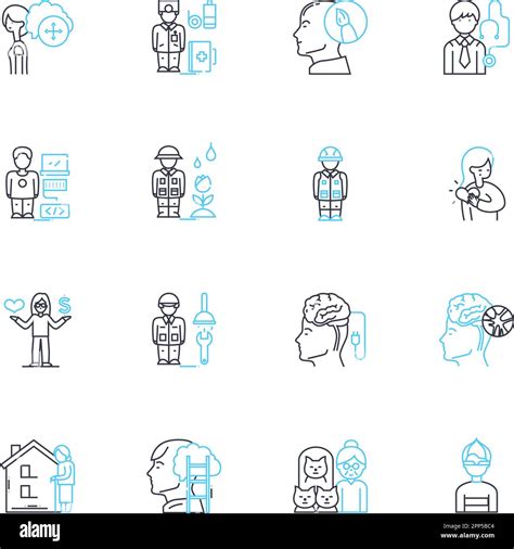 Interconnectedness Linear Icons Set Unity Connectivity Integration Interdependence