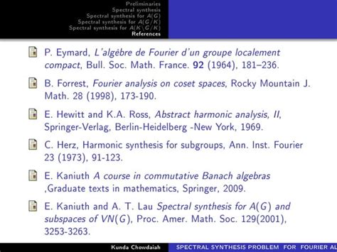 Spectral Synthesis Problem For Fourier Algebras Ppt