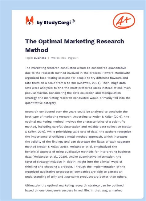 The Optimal Marketing Research Method Free Essay Example