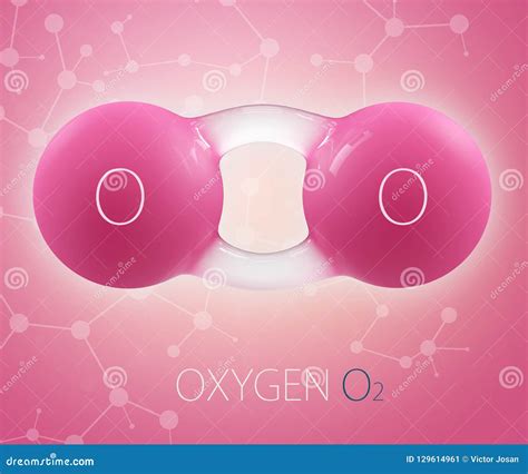 3d Illustration Of Oxygen Molecule Model On Abstract Background Stock Illustration