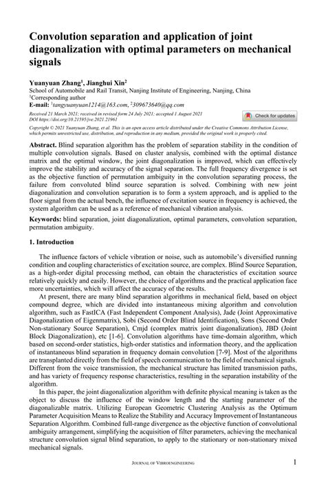 Pdf Convolution Separation And Application Of Joint Diagonalization