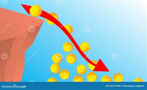 Cost Low And Loss Decrease Revenue Crisis Of Economy Stock Vector