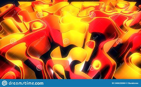 Abstract Bg With Red Orange Lines Or Ribbons Forming Curl Noise On