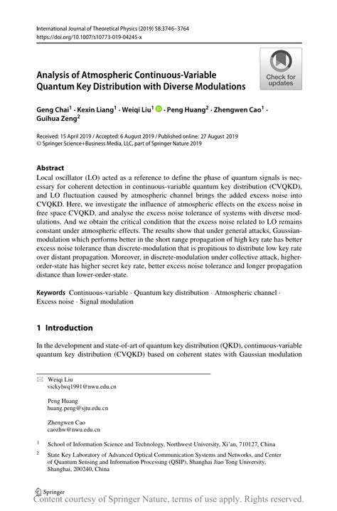 Analysis Of Atmospheric Continuous Variable Quantum Key Distribution