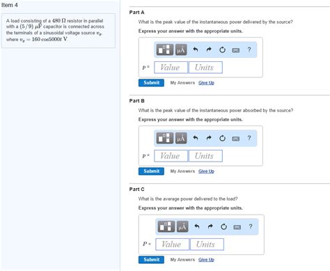 Solved Item 4 Part A A Load Consisting Of A 480 Ω Resistor