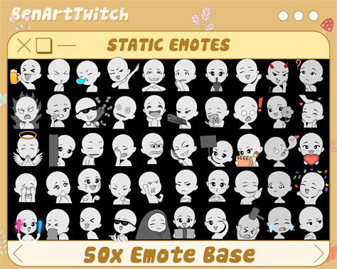 50x Diy Custom Emote Base Twitch Emotes Pack Chibi Base Dibuja Tus Propios Emotes Meme Emote