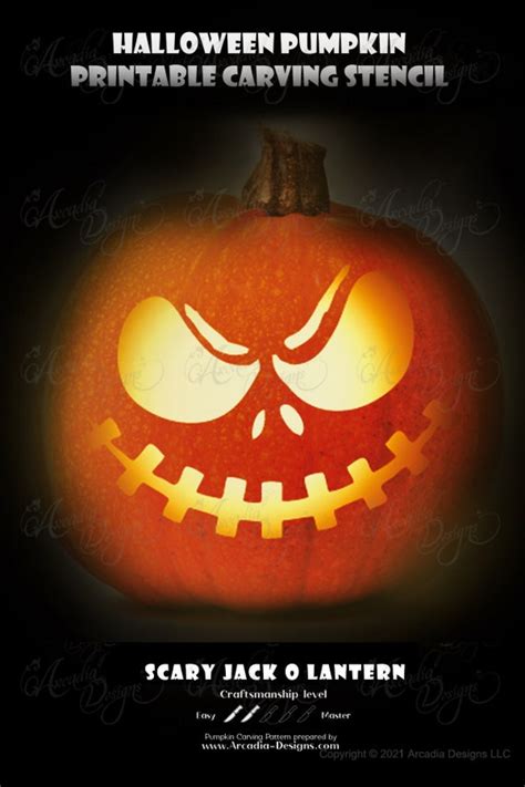 Printable Halloween Pumpkin Carving Pattern Stencil Pdf Scary Ubicaciondepersonascdmxgobmx
