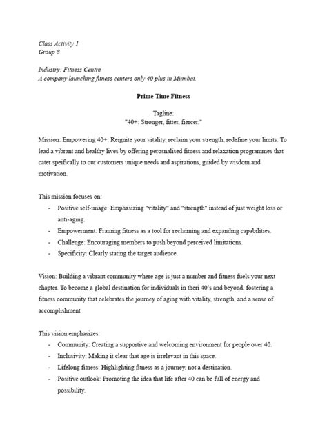 Business Strategy Class Activity 1 Pdf Self Improvement