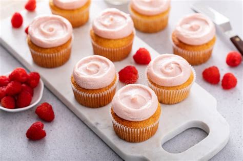 Raspberry Cupcakes With A Swirl Of Frosting Stock Image Image Of Cake Closeup 270603169