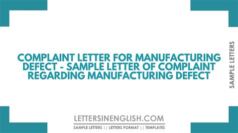Complaint Letter For Manufacturing Defect