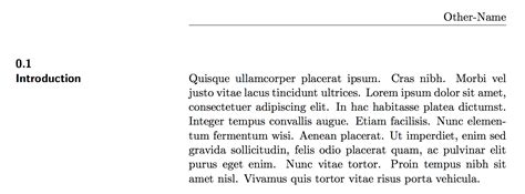 Sectioning Small Indentation Appears When Adding Custom Header Tex