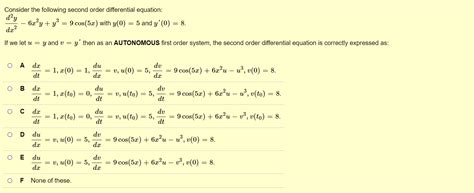[solved] Consider The Following Second Order Differential