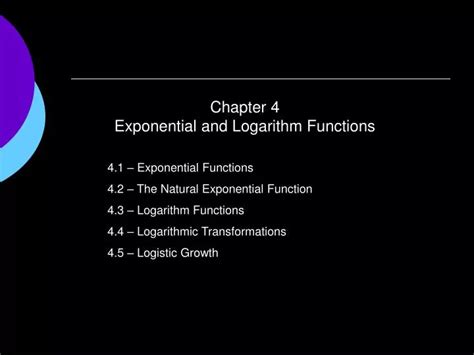 Ppt Chapter 4 Exponential And Logarithm Functions Powerpoint Presentation Id 3941476
