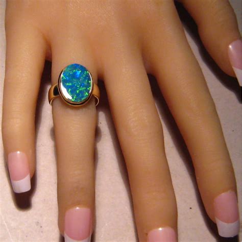 Big Opal Ring 14k Gold 7736 Sold Opal Rings Flashopal