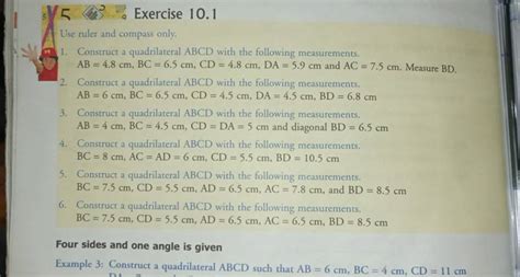 Exercise 10 1use Ruler And Compass Only 1 Construct A Quadrilateral Ab