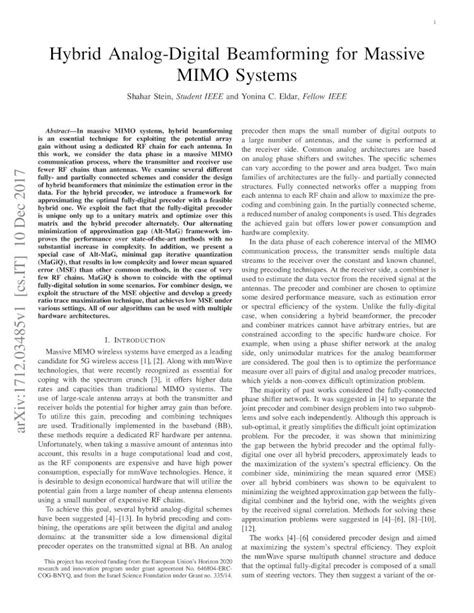 Pdf Hybrid Analog Digital Beamforming For Massive Mimo Systems · 1
