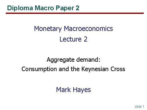 Diploma Macro Paper 2 Monetary Macroeconomics Lecture 2