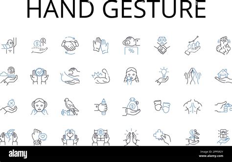 Hand Gesture Outline Icons Collection Eye Contact Facial Expression