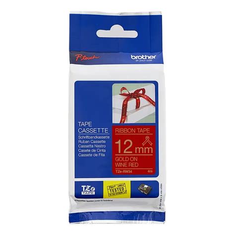 Brother Tze Rw Ribbon Tape Gold On Wine Red Mm X M