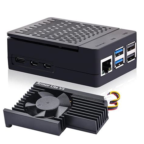Geeekpi Abs Case With Armor Lite V5 Active Cooler For Raspberry Pi 5 Pi 5 Case With Aluminum