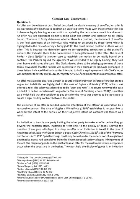 Contract Law Coursework 1 An Offer Contract Law Coursework 1 Question 1 An Offer Can Be