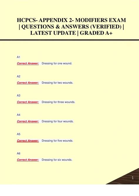 Hcpcs Appendix 2 Modifiers Exam Questions And Answers Verified
