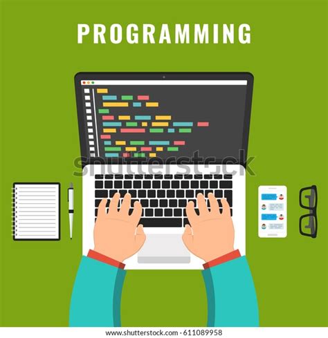 Programming Coding Concept Programmer Coding On Stock Vector Royalty