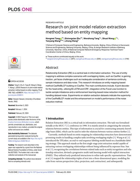 Pdf Research On Joint Model Relation Extraction Method Based On