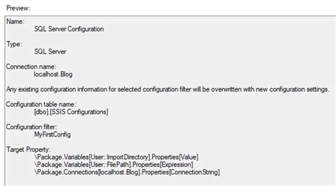 Controlling Ssis With Package Configuration Andy Brownsword