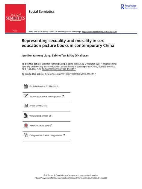 Representing Sexuality And Morality In Sex Education Picture Books In