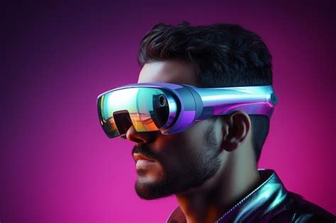 Premium AI Image Adult Man Using A VR Virtual Reality Headset Glasses For Gaming And Education