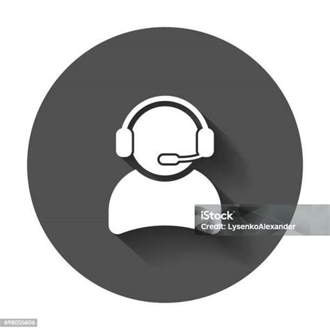 Operator Dengan Ikon Vektor Mikrofon Operator Dalam Ilustrasi Pusat Panggilan Dengan Bayangan
