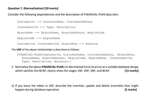 Solved Question Normalization Marks Consider The Chegg Com