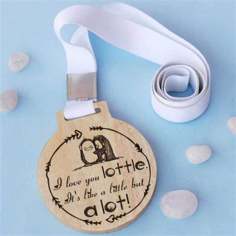 I Love You A Lottle Wooden Medal And Award Romantic Ts For Him And Her Woodgeekstore